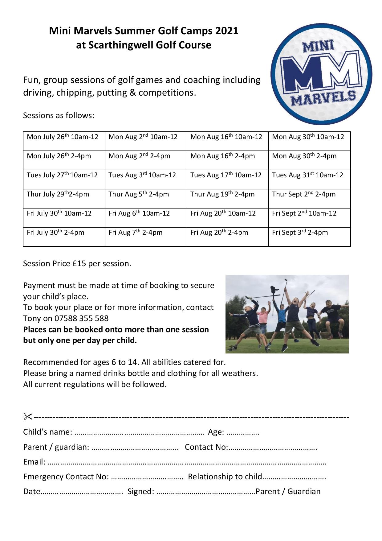 2021 Summer Camps – Tony Howarth Golf